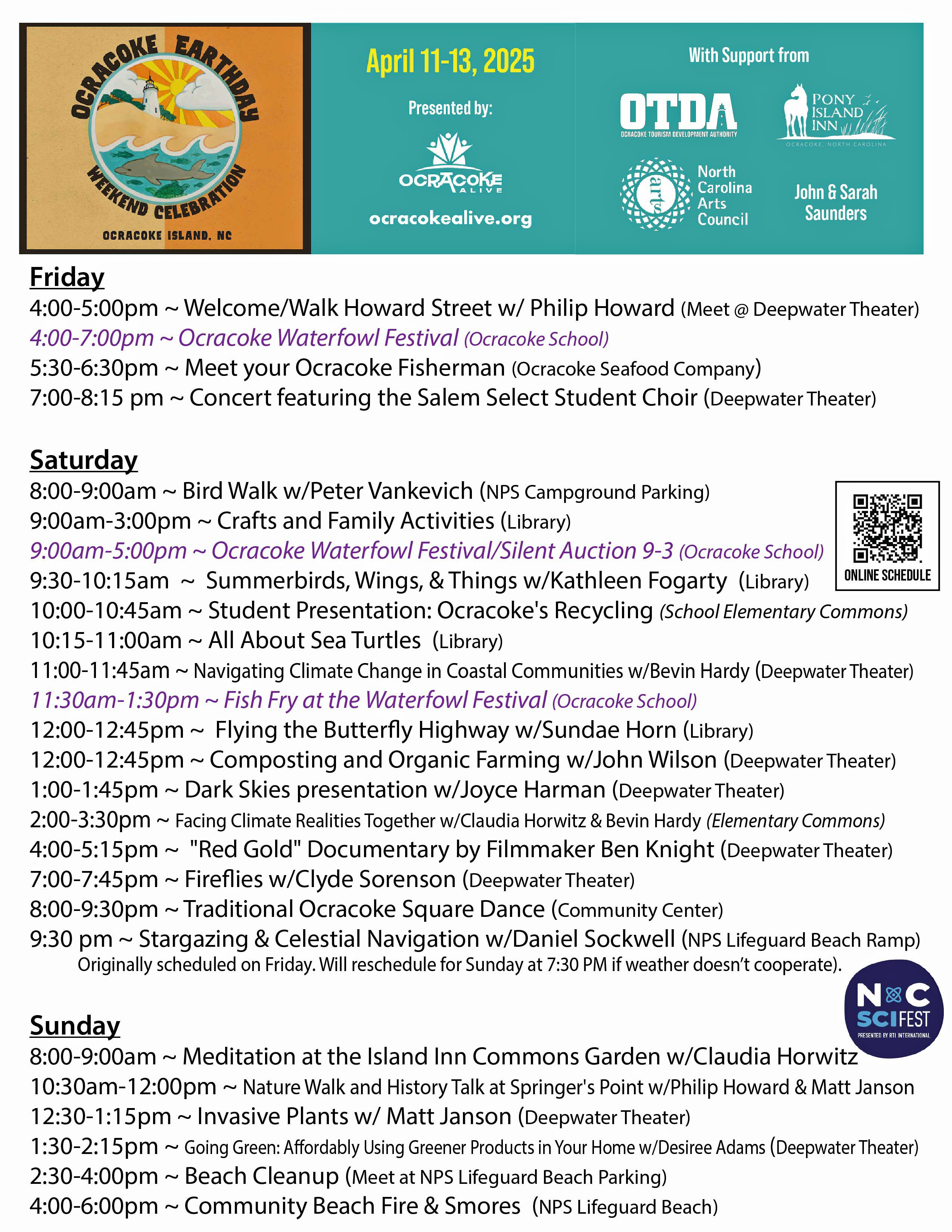 Earthday Poster Schedule | Ocracoke Observer